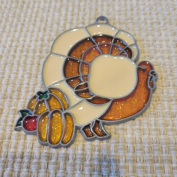 Holiday | Vintage Stained Glass Turkey Bird Suncatcher Thanksgiving ...